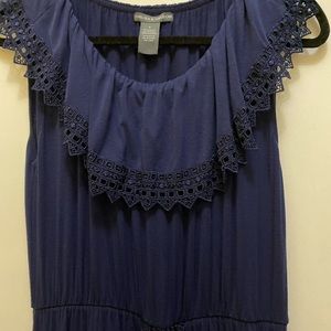 Chelsea & Theodore | Dresses | Blue Maxi Eyelit Ruffle Off Shoulder ...